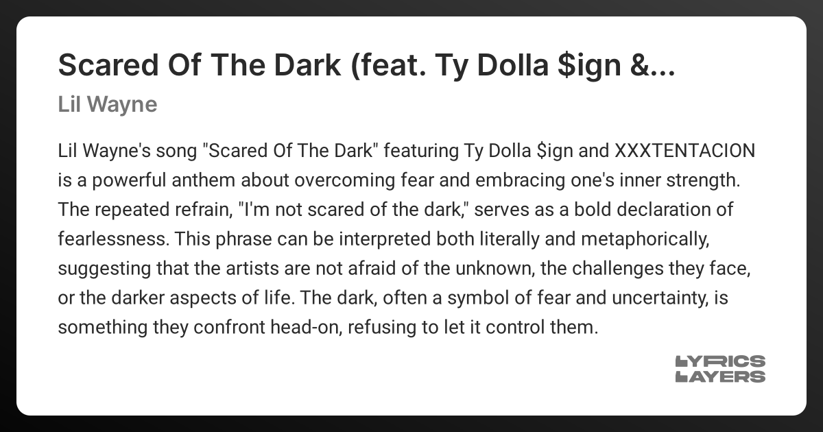 Meaning of Scared Of The Dark (feat. Ty Dolla $ign & XXXTENTACION) (Lil ...