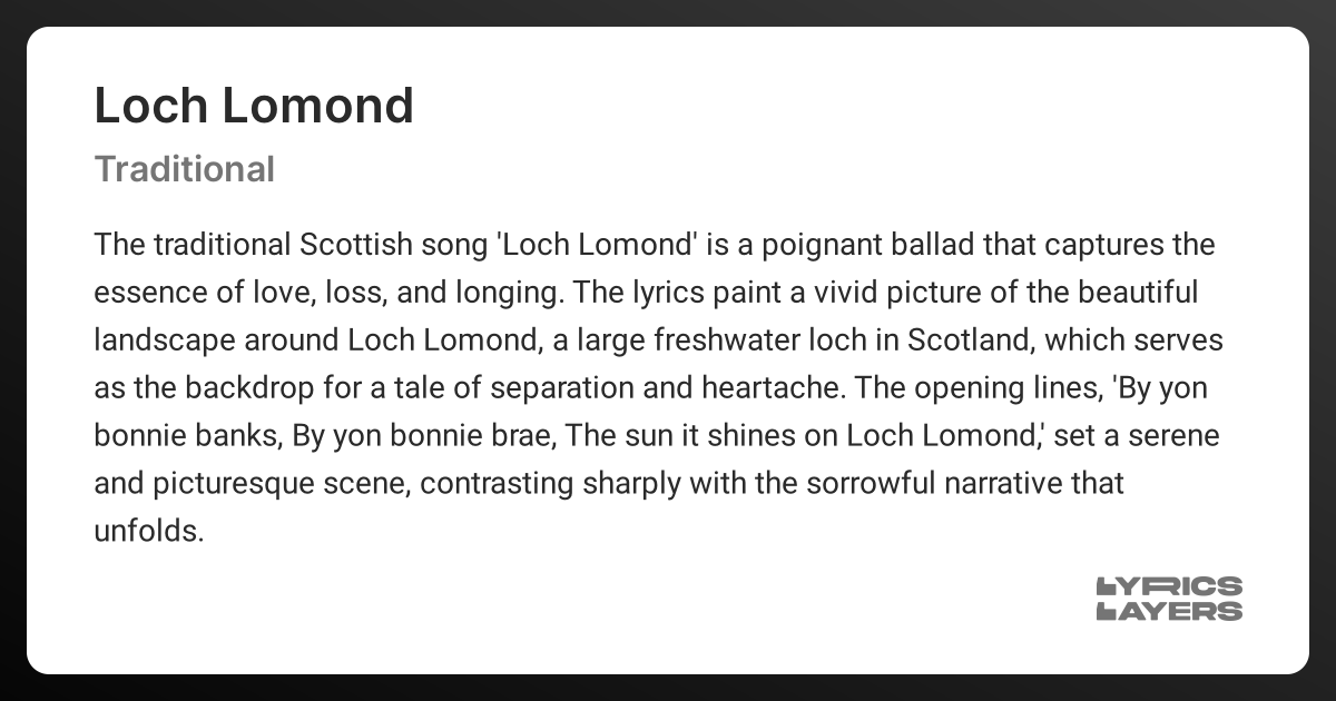 Meaning of LOCH LOMOND (Traditional)