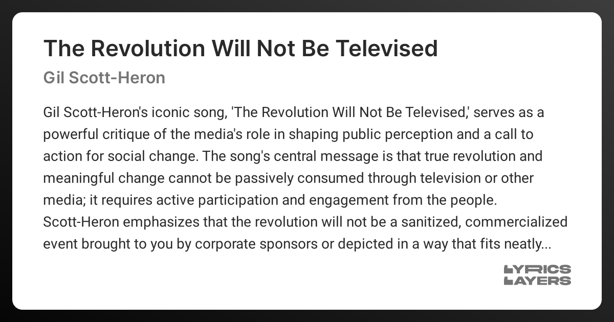 Meaning of The Revolution Will Not Be Televised (Gil Scott-Heron)