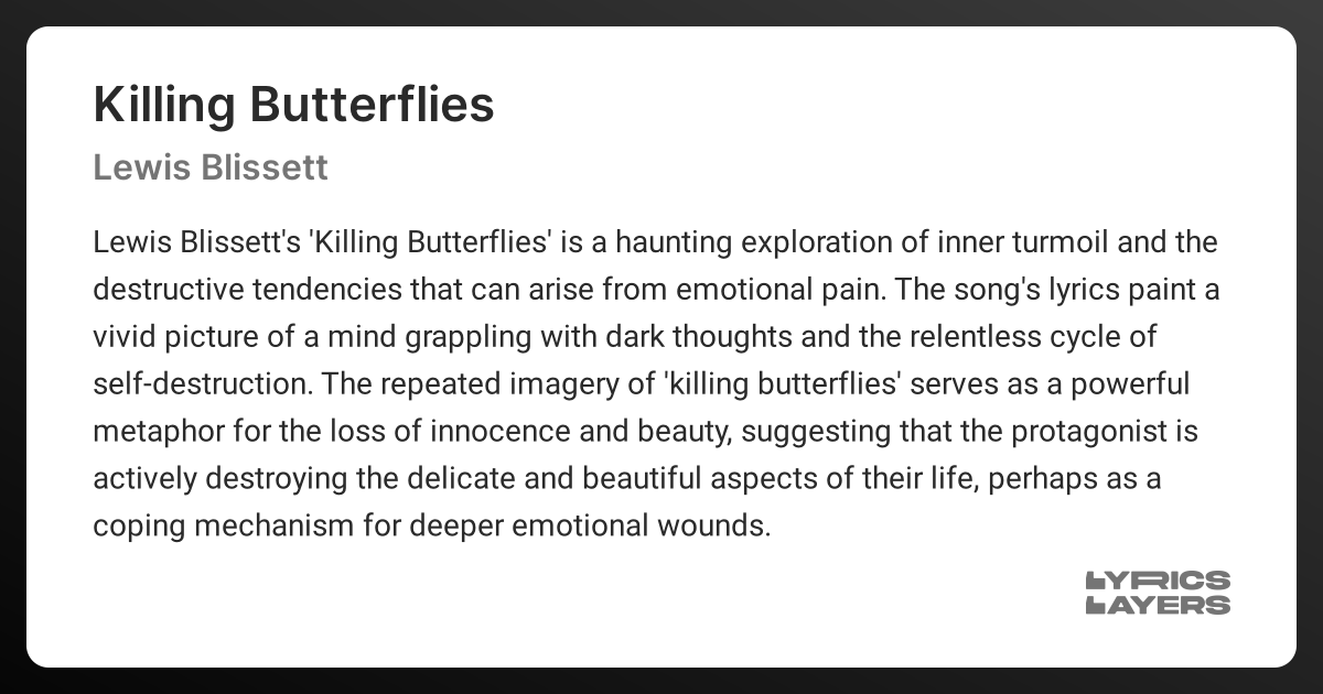 Meaning of KILLING BUTTERFLIES (Lewis Blissett)