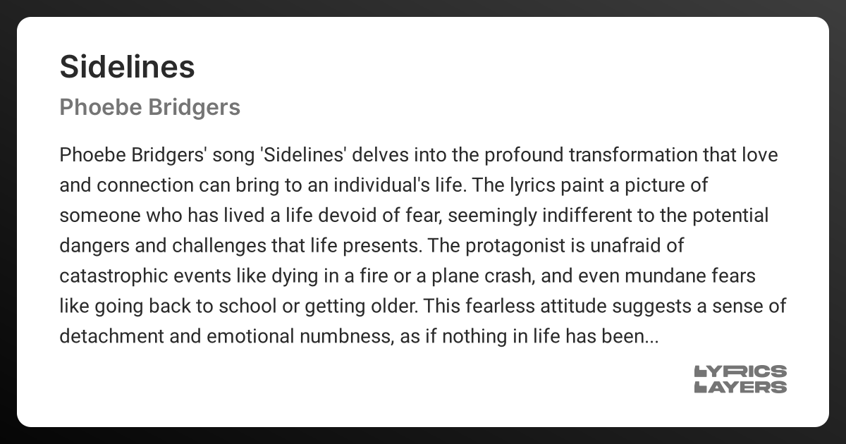 Meaning of SIDELINES (Phoebe Bridgers)