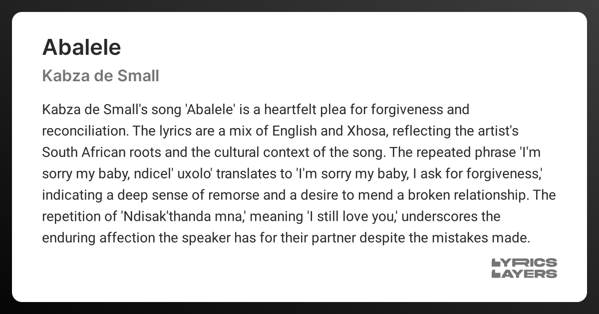 Meaning of ABALELE (Kabza de Small)