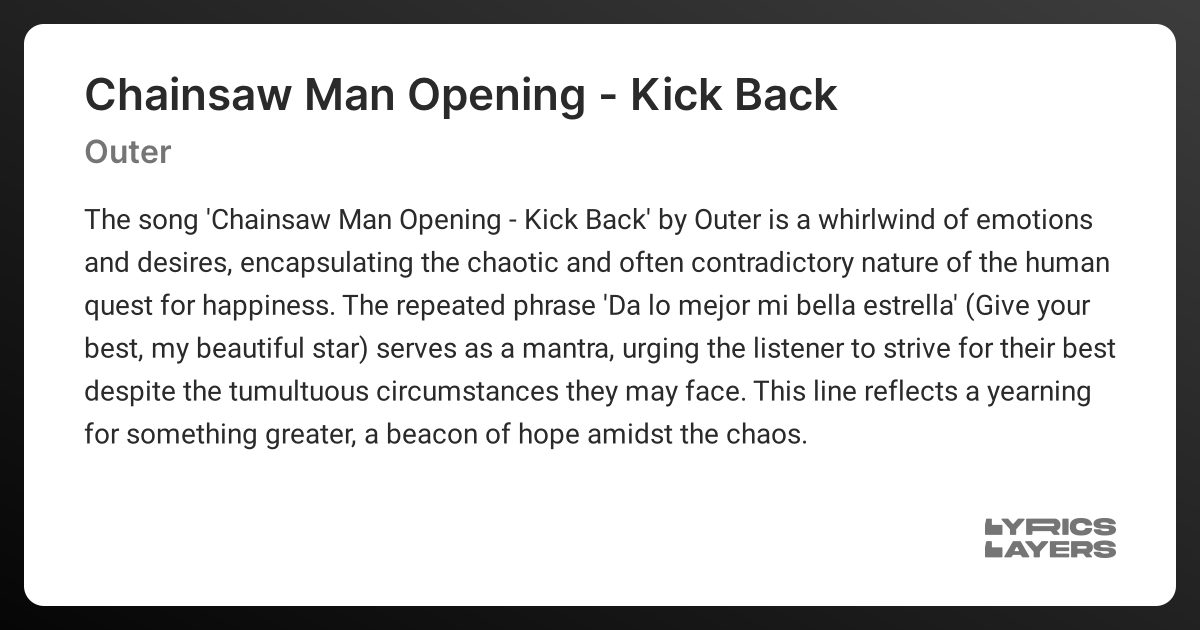 Chainsaw Man Opening - Kick Back (Lyrics in English) - Outer