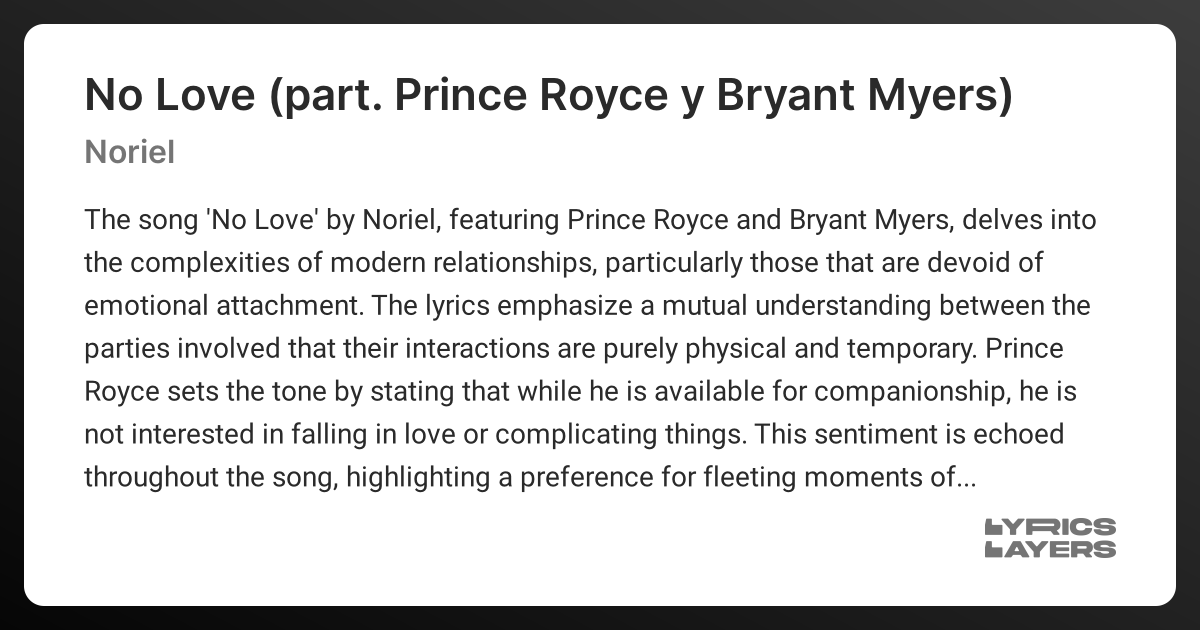No Love (part. Prince Royce y Bryant Myers) (Lyrics in English) - Noriel
