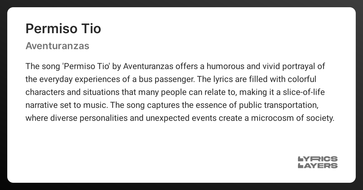 PERMISO TIO (Lyrics in English) - Aventuranzas