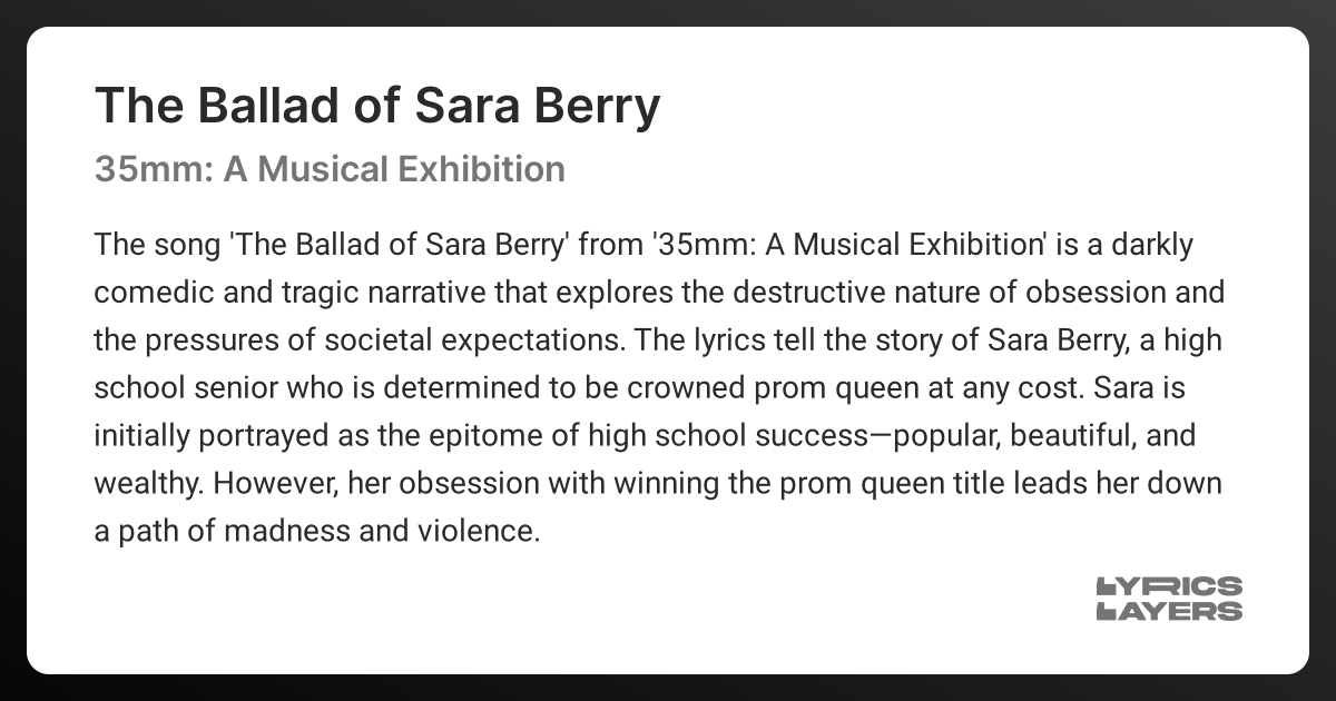 Meaning of THE BALLAD OF SARA BERRY (35mm: A Musical Exhibition)