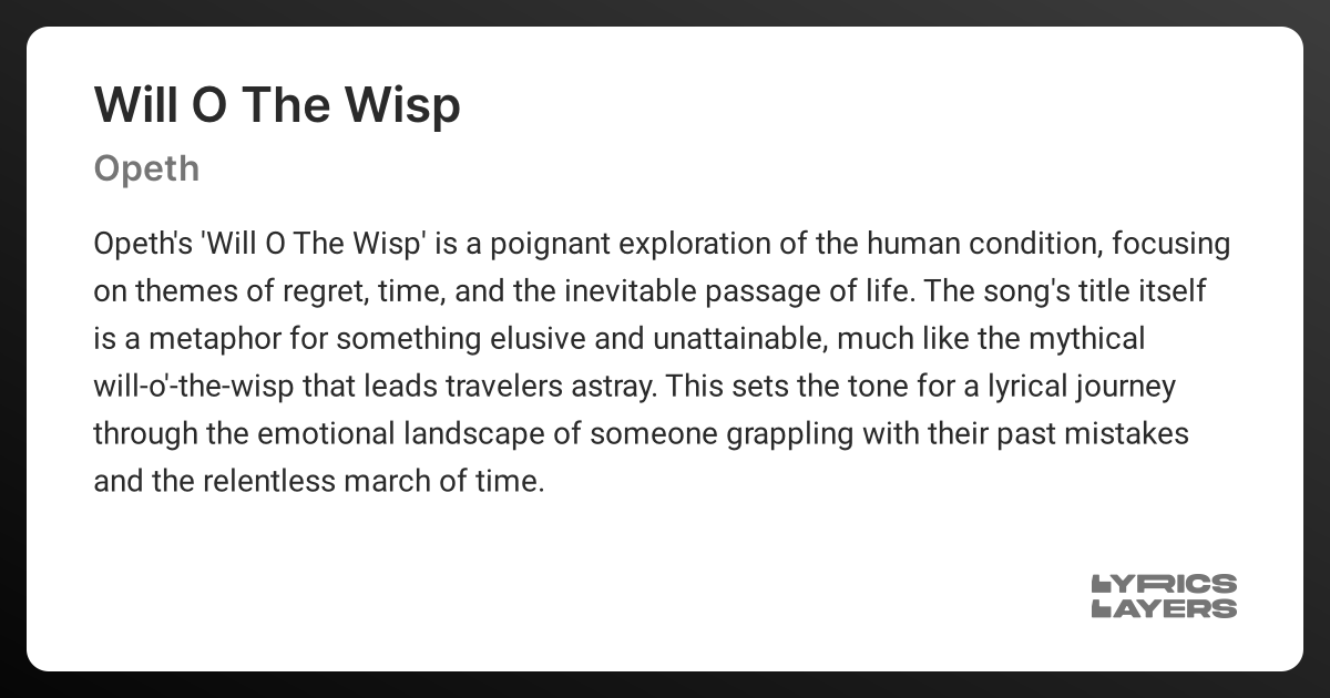 WILL O THE WISP - Opeth - LYRICSLAYERS.COM