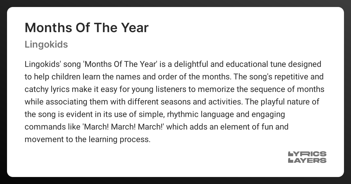 Meaning of MONTHS OF THE YEAR (Lingokids)