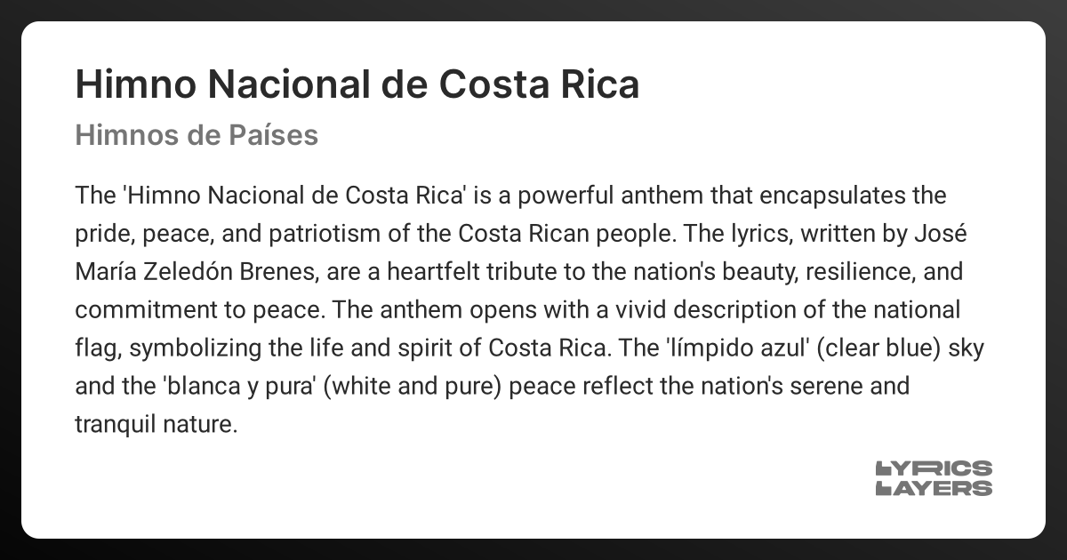 HIMNO NACIONAL DE COSTA RICA: traduction française de Himnos de Países