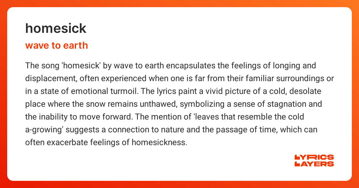 Meaning of HOMESICK (wave to earth)
