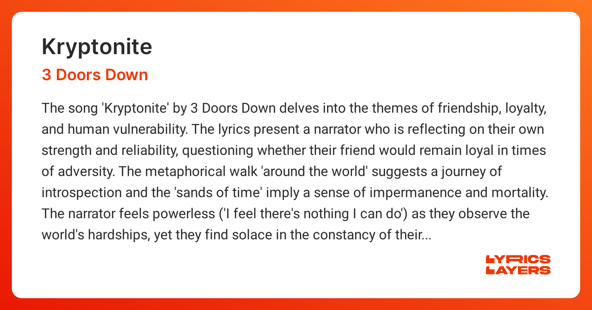 Meaning of KRYPTONITE (3 Doors Down)