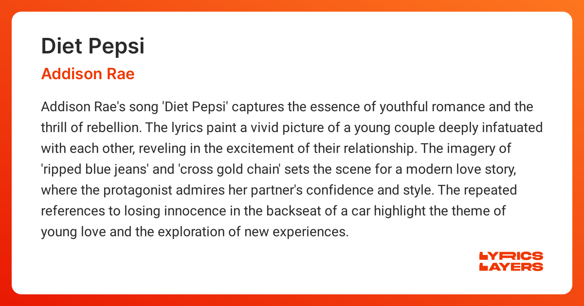 Meaning of DIET PEPSI (Addison Rae)