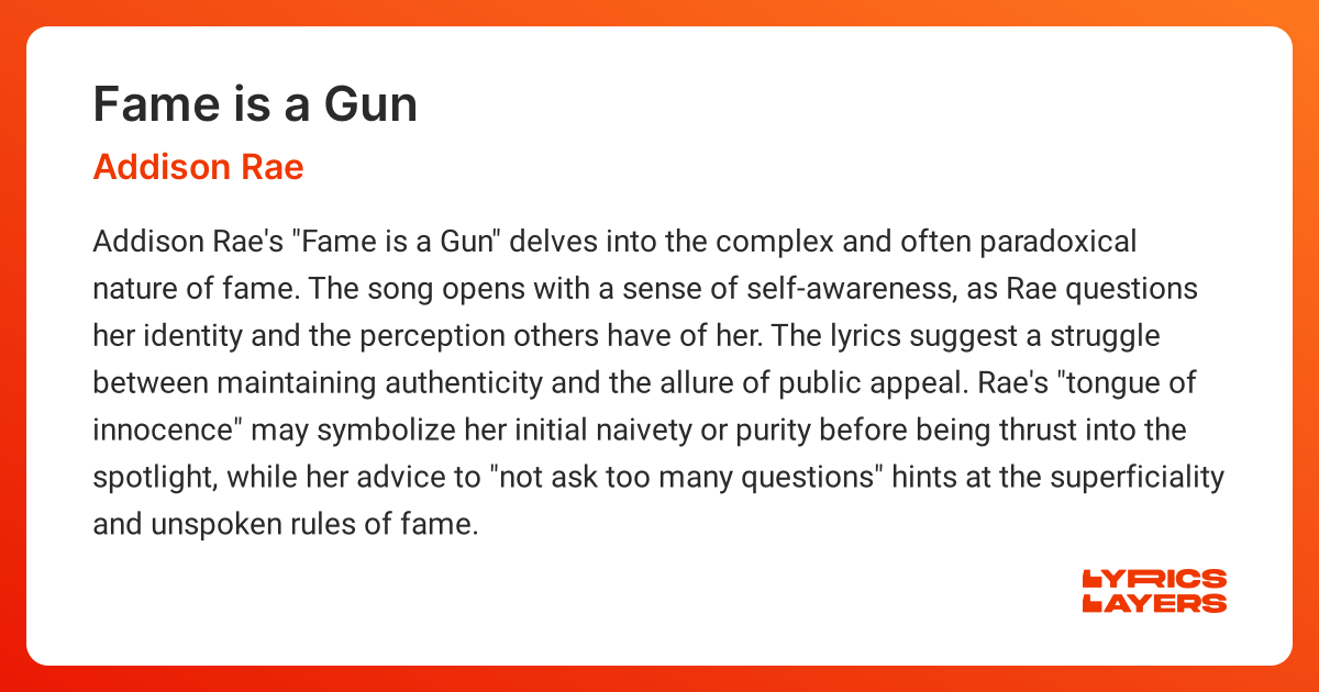 Meaning of FAME IS A GUN (Addison Rae)