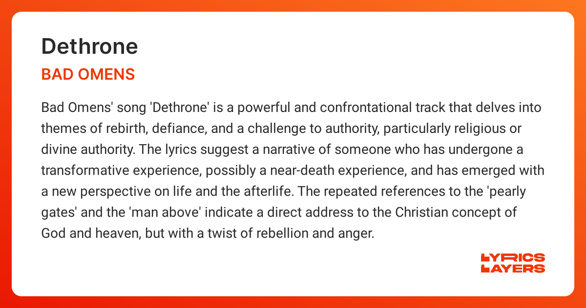 Meaning of DETHRONE (Bad Omens)