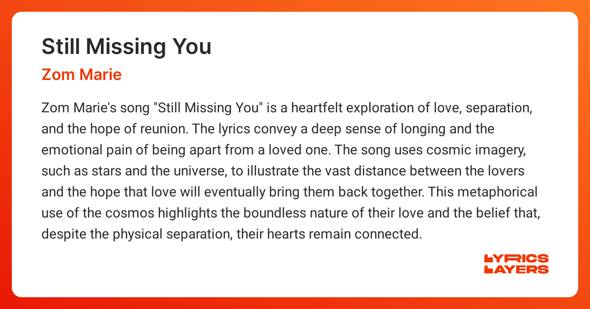 STILL MISSING YOU (Lyrics in English) - Zom Marie