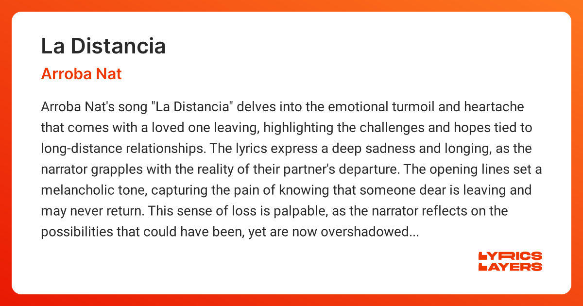 LA DISTANCIA (Lyrics in English) - Arroba Nat