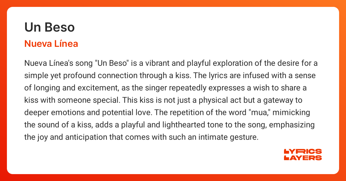 UN BESO (Lyrics in English) - Nueva Línea
