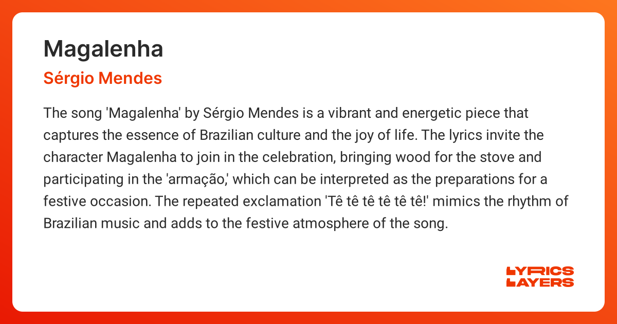 MAGALENHA (Lyrics in English) - Sérgio Mendes