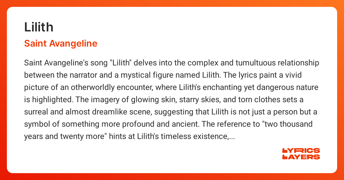 Meaning of LILITH (Saint Avangeline)