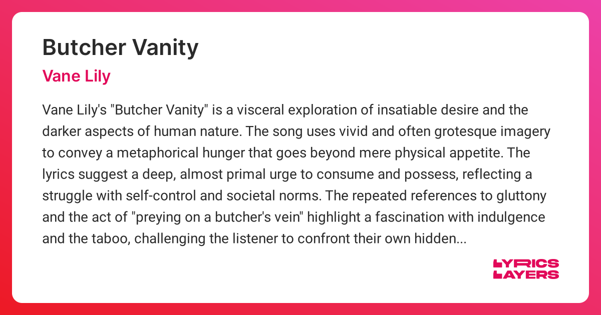 BUTCHER VANITY (Lyrics in English) - Vane Lily