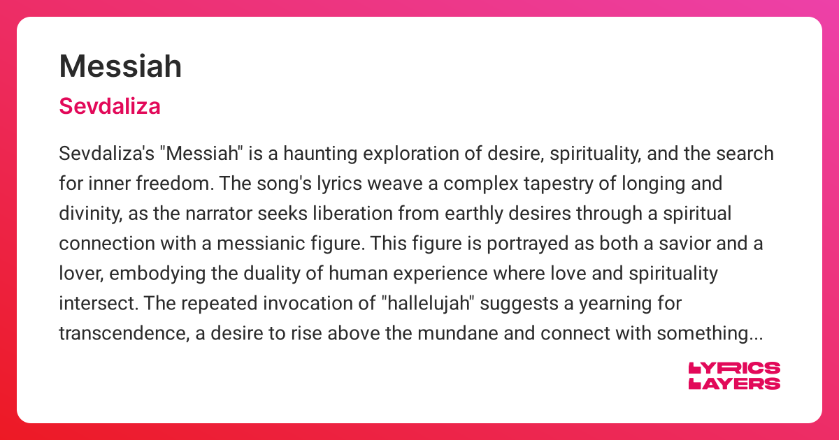 Meaning of MESSIAH (Sevdaliza)