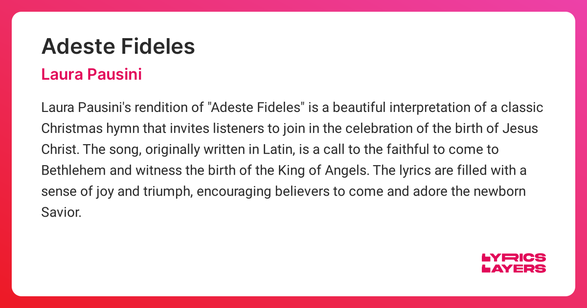 Meaning of ADESTE FIDELES (Laura Pausini)
