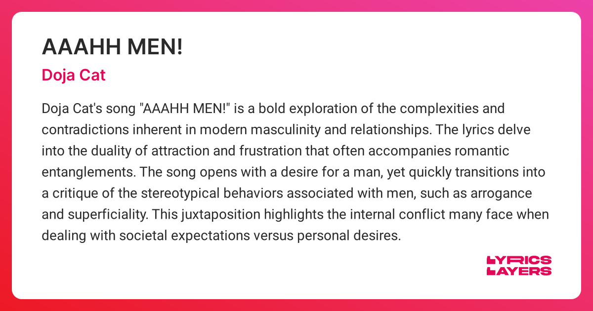 Meaning of AAAHH MEN! (Doja Cat)