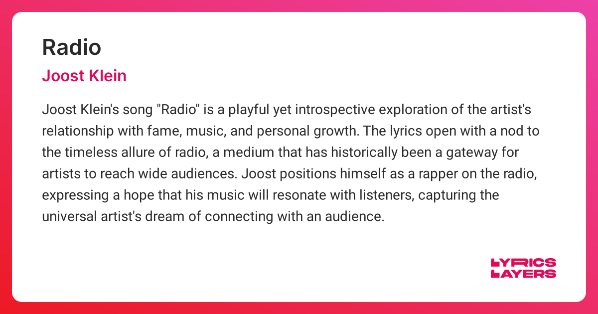 Meaning of RADIO (Joost Klein)