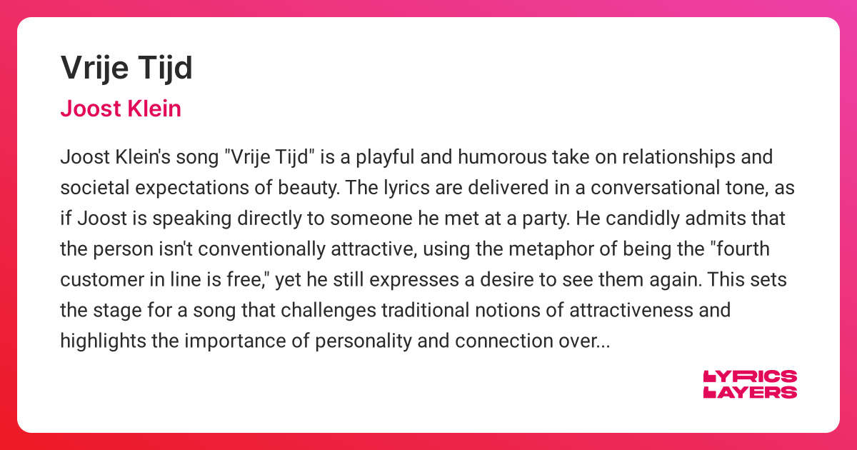 VRIJE TIJD (Lyrics in English) - Joost Klein
