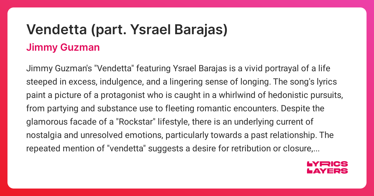 Vendetta (part. Ysrael Barajas) (Lyrics in English) - Jimmy Guzman