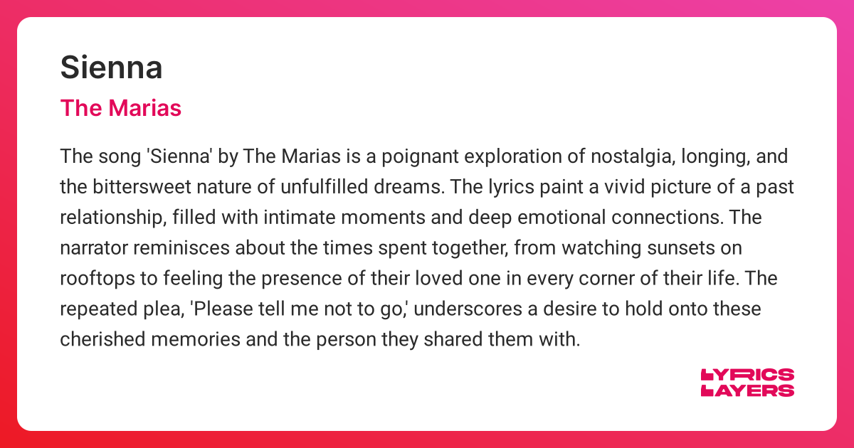 Meaning of SIENNA (The Marias)