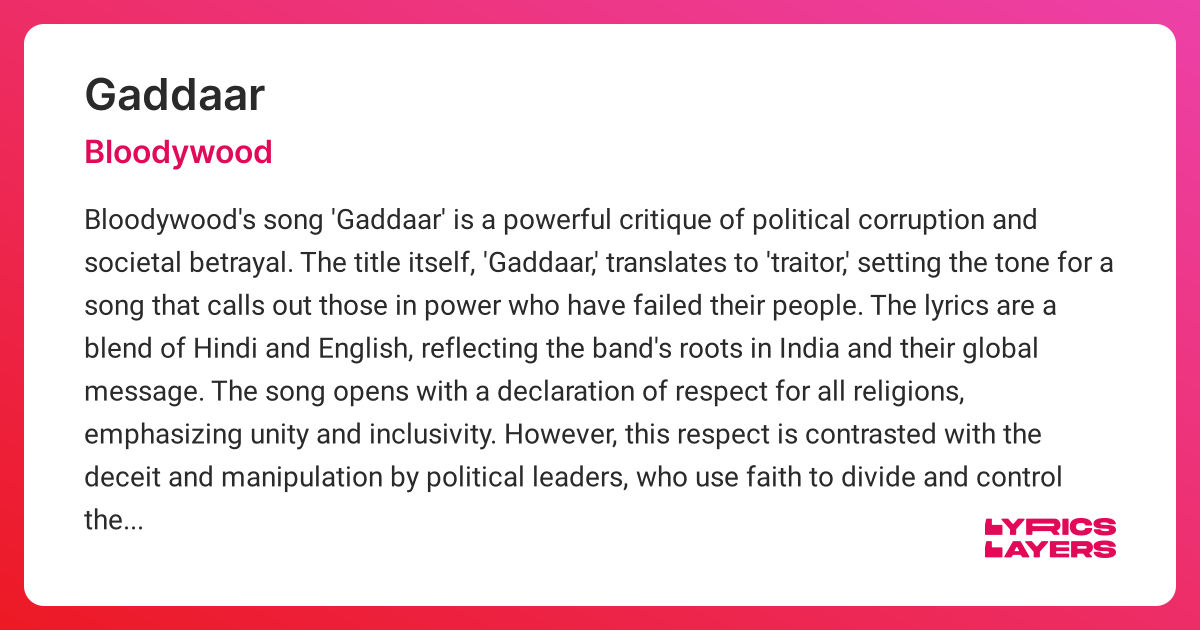 Meaning of GADDAAR (Bloodywood)