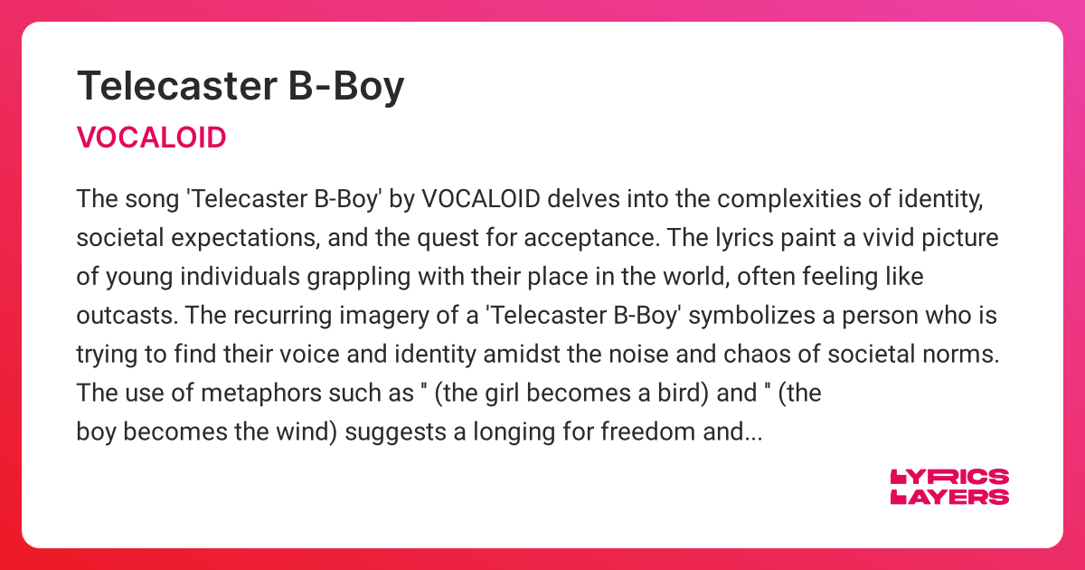 Meaning of TELECASTER B-BOY (VOCALOID)