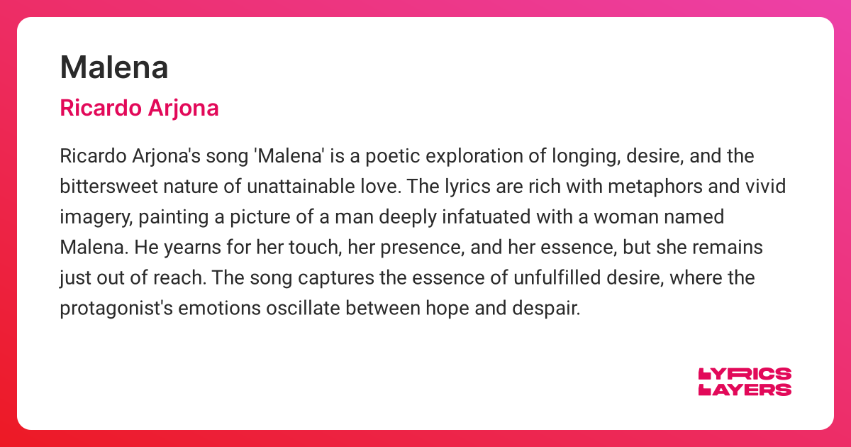 MALENA: traduction française de Ricardo Arjona