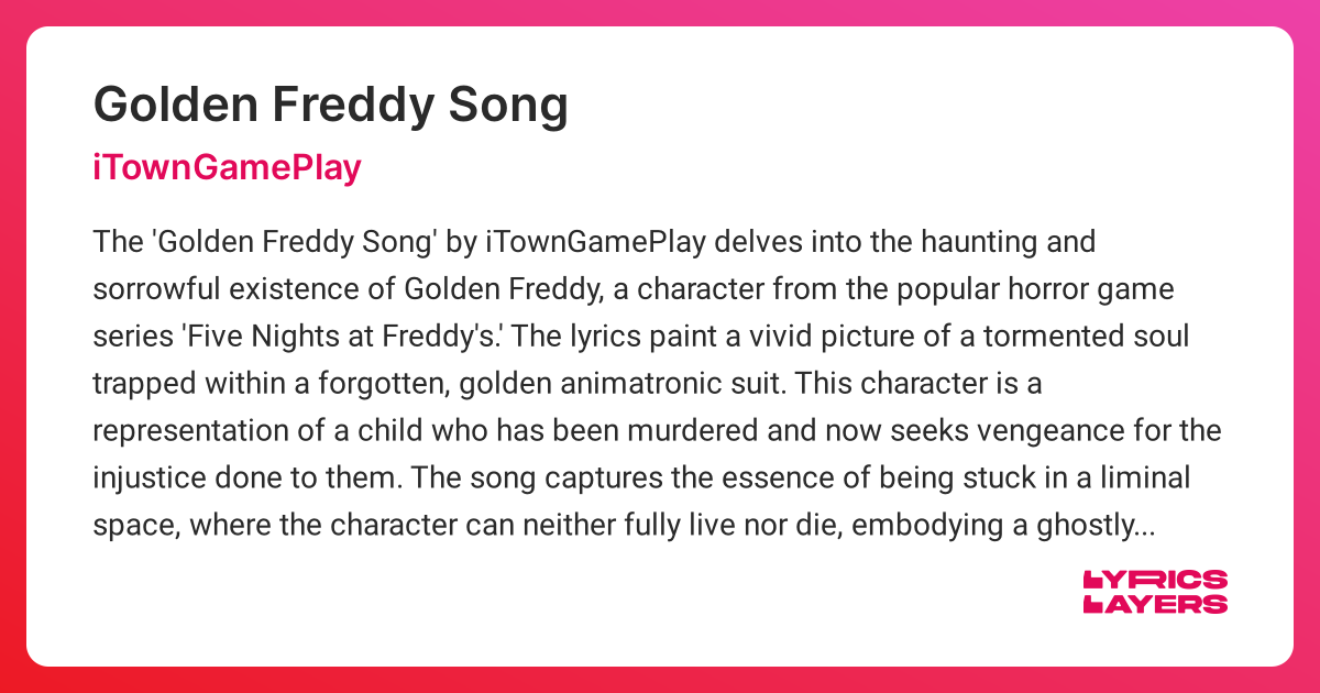 GOLDEN FREDDY SONG (Lyrics in English) - iTownGamePlay