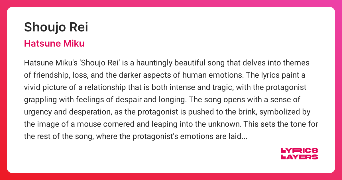 Meaning of SHOUJO REI (Hatsune Miku)