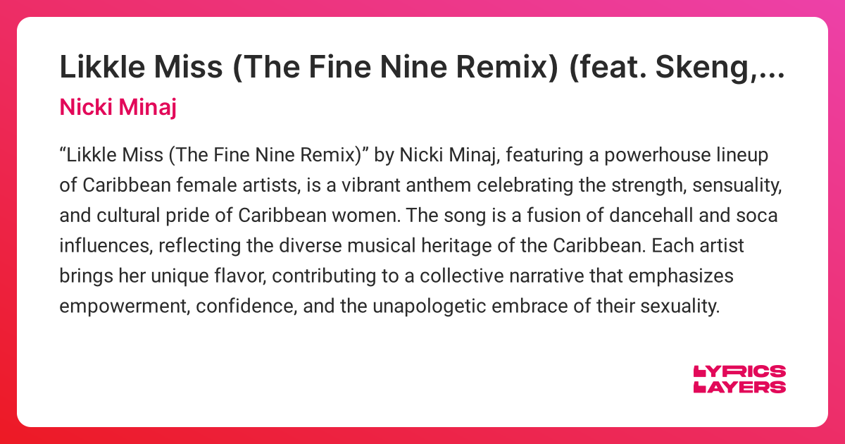 Likkle Miss (The Fine Nine Remix) (feat. Skeng, Spice, Destra Garcia ...