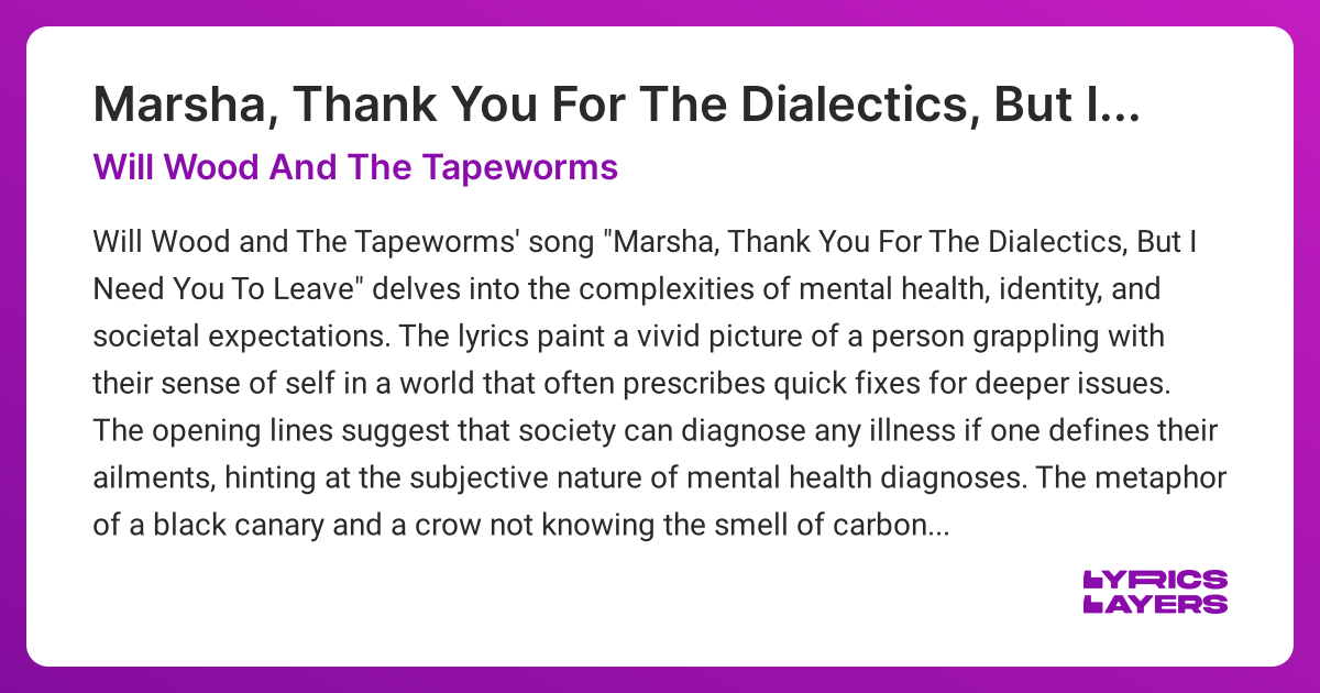 Meaning of Marsha, Thank You For The Dialectics, But I Need You To ...