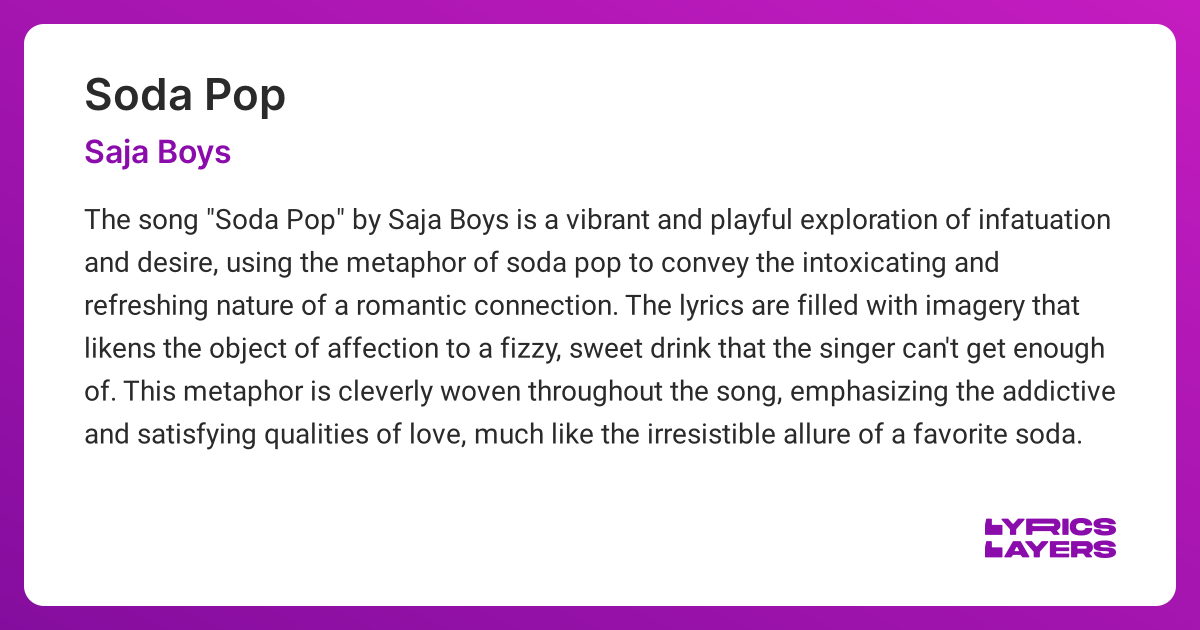 SODA POP (Lyrics in English) - Saja Boys