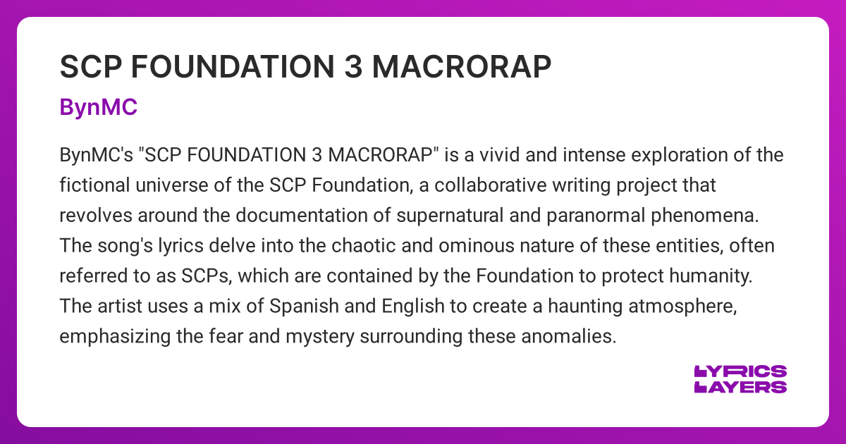 Meaning of SCP FOUNDATION 3 MACRORAP (BynMC)