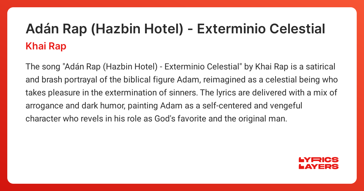 Adán Rap (Hazbin Hotel) - Exterminio Celestial: traduction française de ...
