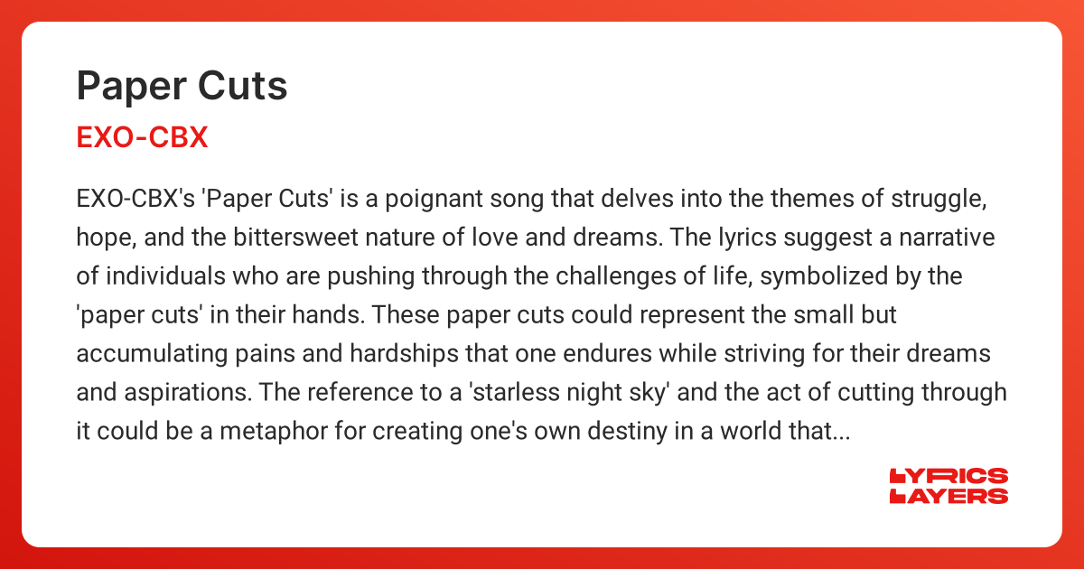 PAPER CUTS (Lyrics in English) - EXO-CBX