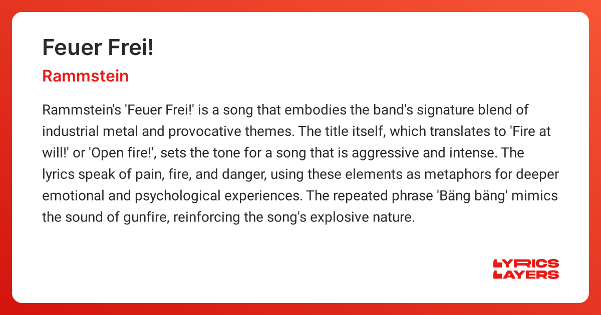 FEUER FREI! (Lyrics in English) - Rammstein