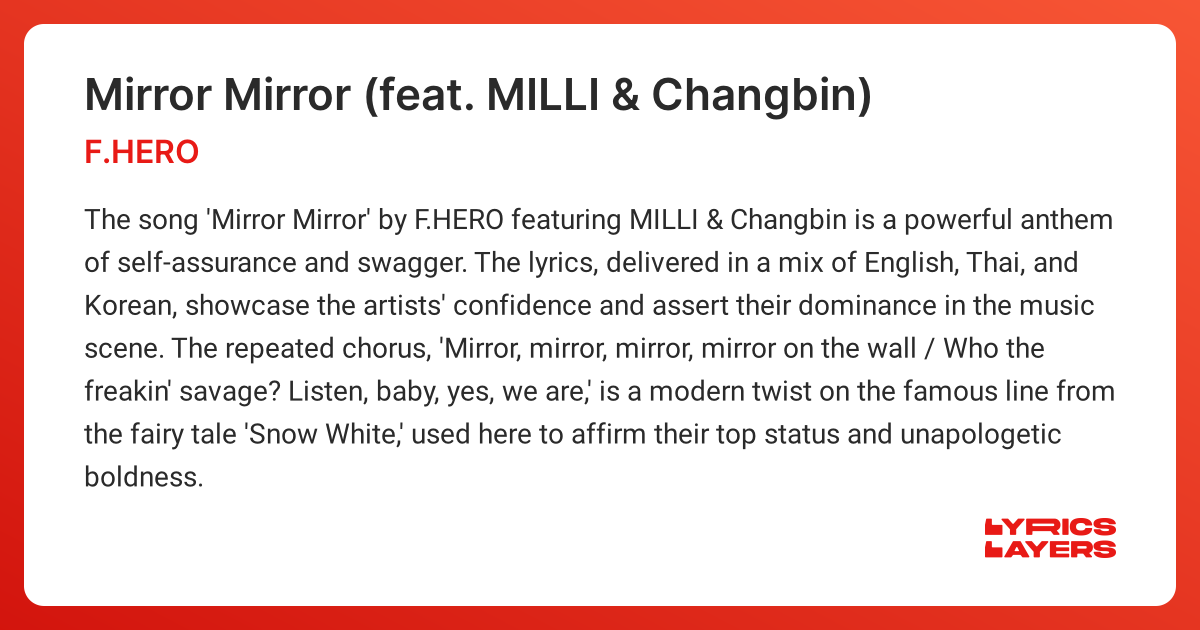 Mirror Mirror (feat. MILLI & Changbin) (Lyrics in English) - F.HERO