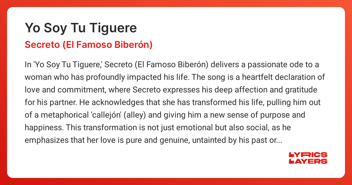 YO SOY TU TIGUERE: traduction française de Secreto (El Famoso Biberón)