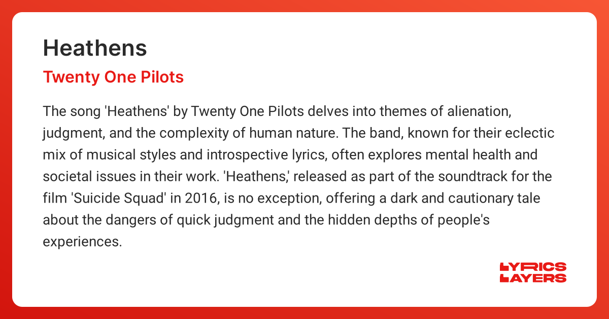 Meaning of HEATHENS (Twenty One Pilots)