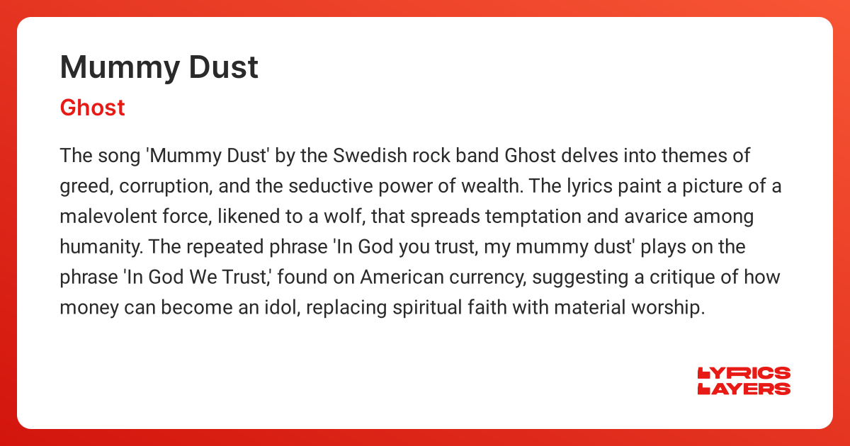 Meaning of MUMMY DUST (Ghost)