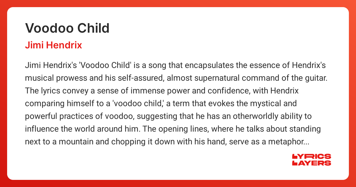 Meaning of VOODOO CHILD (Jimi Hendrix)