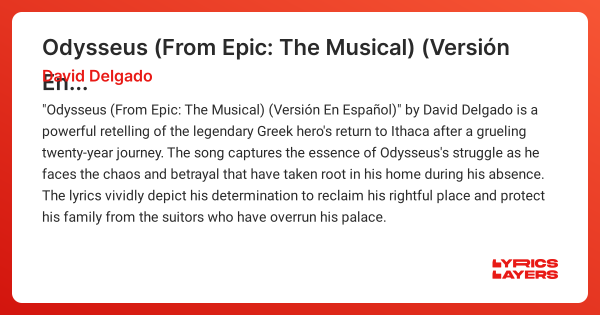Odysseus (From Epic: The Musical) (Versión En Español): Nederlandse ...