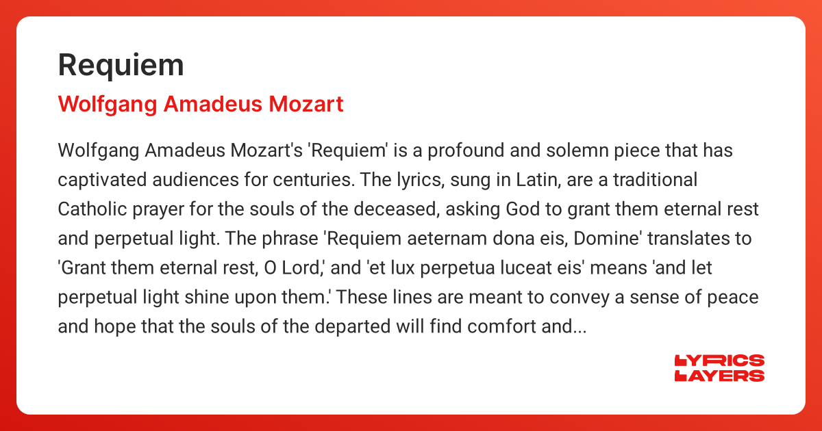 REQUIEM (Lyrics in English) - Wolfgang Amadeus Mozart